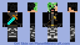 Combat Steve with Half Creeper Face Minecraft Skin