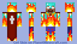 Burning half Creeper half Herobrine Knight Minecraft Skin