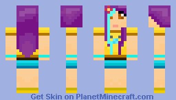 Purple Hair With Teal Highlight And Diamonds Minecraft Skin