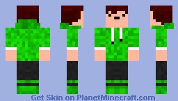 Green Hoodie Gamer Minecraft Skin