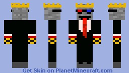 Stone man in a suit with 3d glasses with a crown! Minecraft Skin