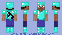Diamond Steve With Gun and Bow Minecraft Skin