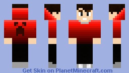 a boy in a red creeper hoodie Minecraft Skin
