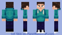 Boy in Cyan Hoodie Minecraft Skin