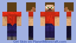 Steve Red Shirt Green Eyes Brown Hair Minecraft Skin