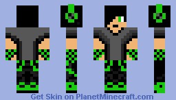 Green and Black Techno Guy (With Mouth) Minecraft Skin