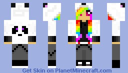 panda skin rainbow hair Minecraft Skin