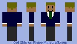 Blond Tan Male in Blue Suit with Gray Pants Minecraft Skin