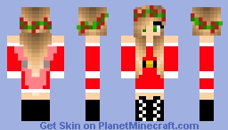 Christmas Girl (with holly headdress) Minecraft Skin