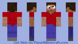 Derpy man Steve red shirt Minecraft Skin
