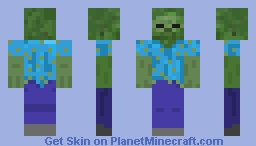 Alien Being Zombie Light Blue Torn Shirt Minecraft Skin