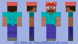 Steve wearing SMB1 Mario's Cap Minecraft Skin