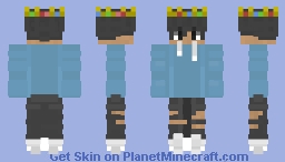 Blue hoodie with crown Minecraft Skin