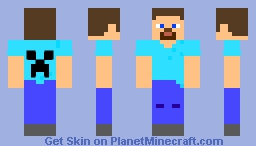 Steve simple skin with creeper face Minecraft Skin