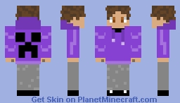 Purple Hoodie Boy with Sweatpants Minecraft Skin