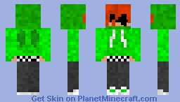 Green Hooded Red head Minecraft Skin