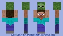 Steve Holding A Zombie Head Minecraft Skin