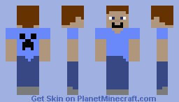 Simplified Steve + Creeper Shirt Minecraft Skin