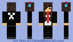 Woman in a suit with a creeper on the backside Minecraft Skin