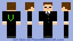 suit guy with v Minecraft Skin