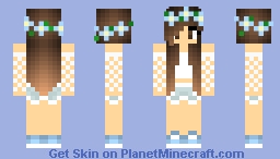 Beautiful girl with blue flower crown Minecraft Skin