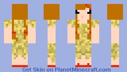 Cute Girl Red Ribbon Yellow Dress Minecraft Skin