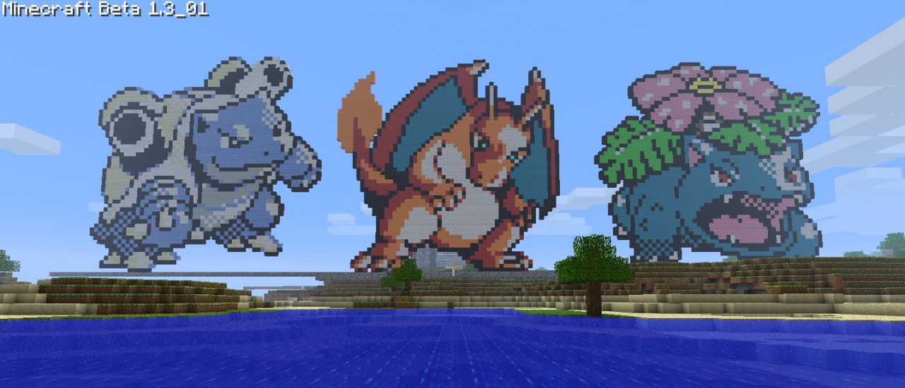 Charizard, Blastoise and Venusaur Minecraft Map