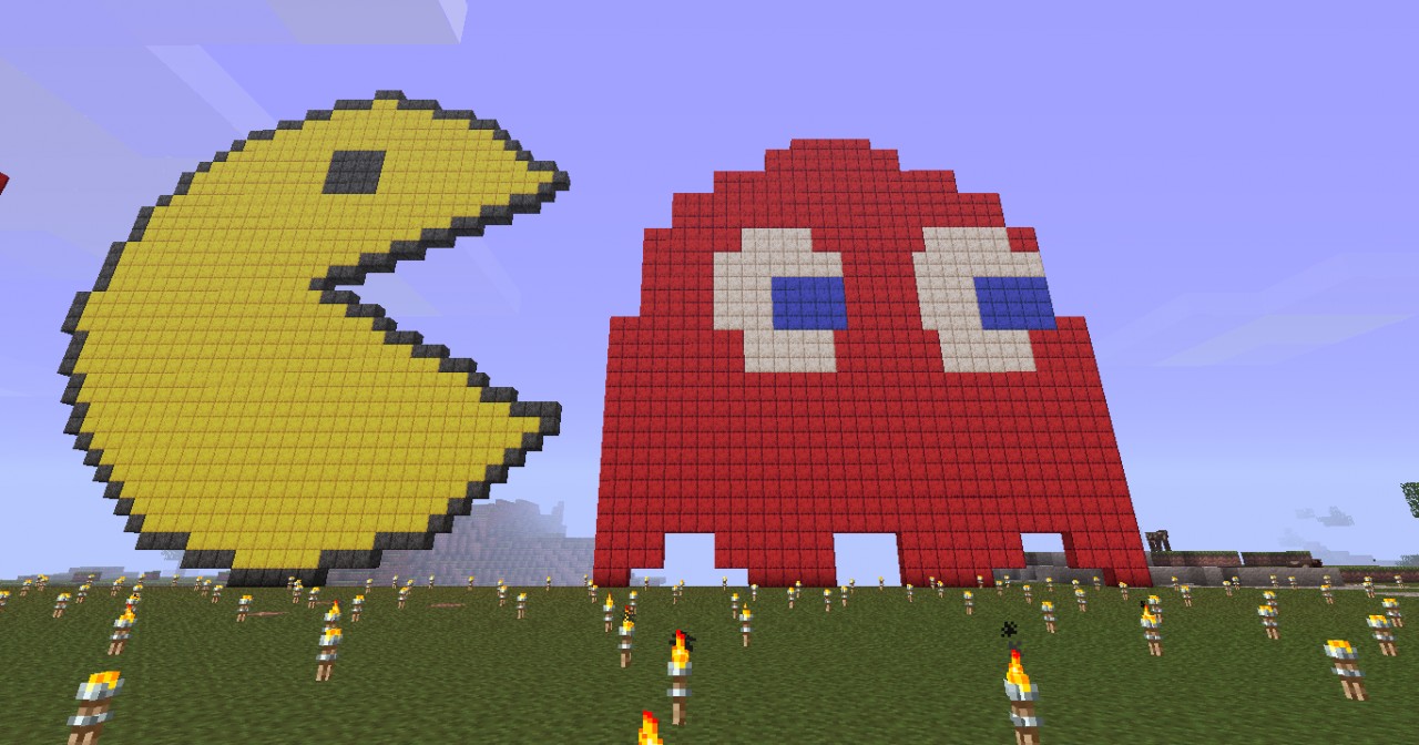 Pac-Man Chasing A Ghost Minecraft Map