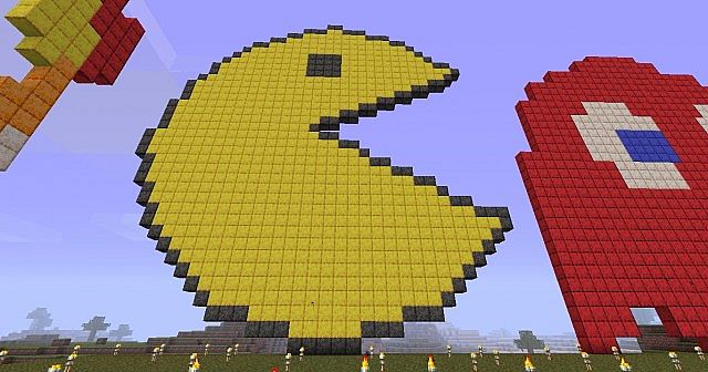 Pac-Man Chasing A Ghost Minecraft Map