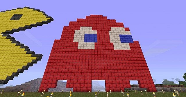 Pac-Man Chasing A Ghost Minecraft Map
