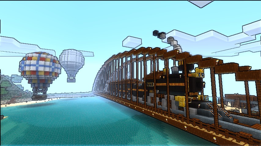 Train on a Bridge and Train Station Minecraft Map