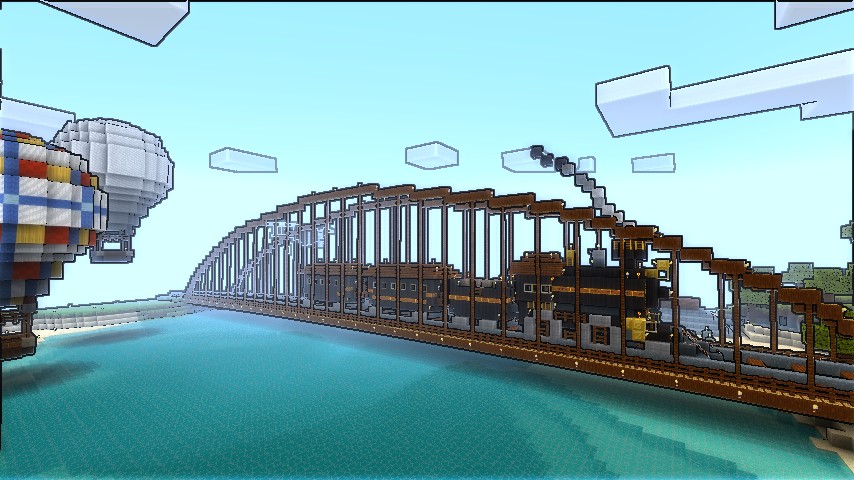 Train on a Bridge and Train Station Minecraft Map