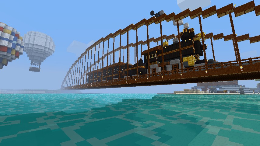 Train on a Bridge and Train Station Minecraft Map
