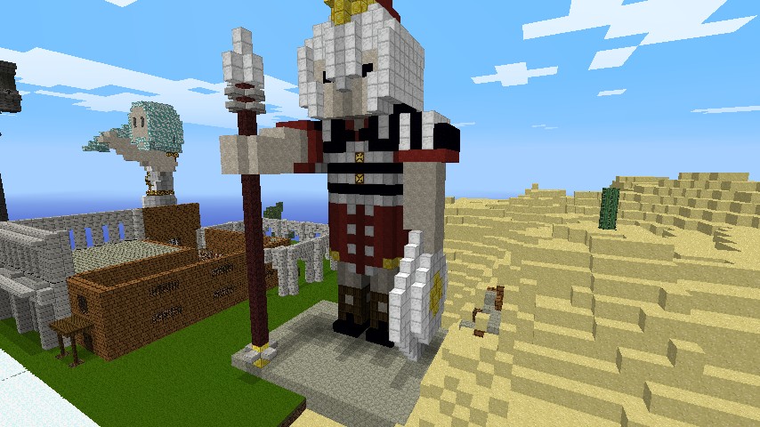 Roman statue with a spear and shield Minecraft Map