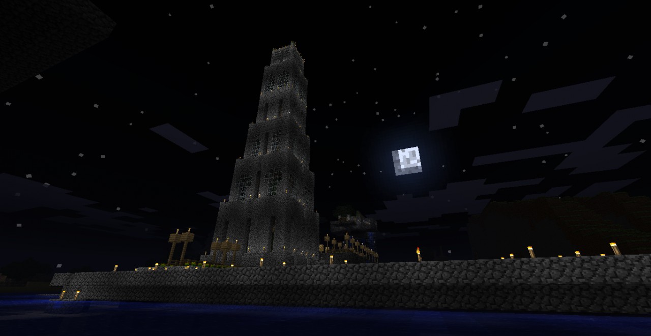 The Courtyard with tower floating house and garden Minecraft Map