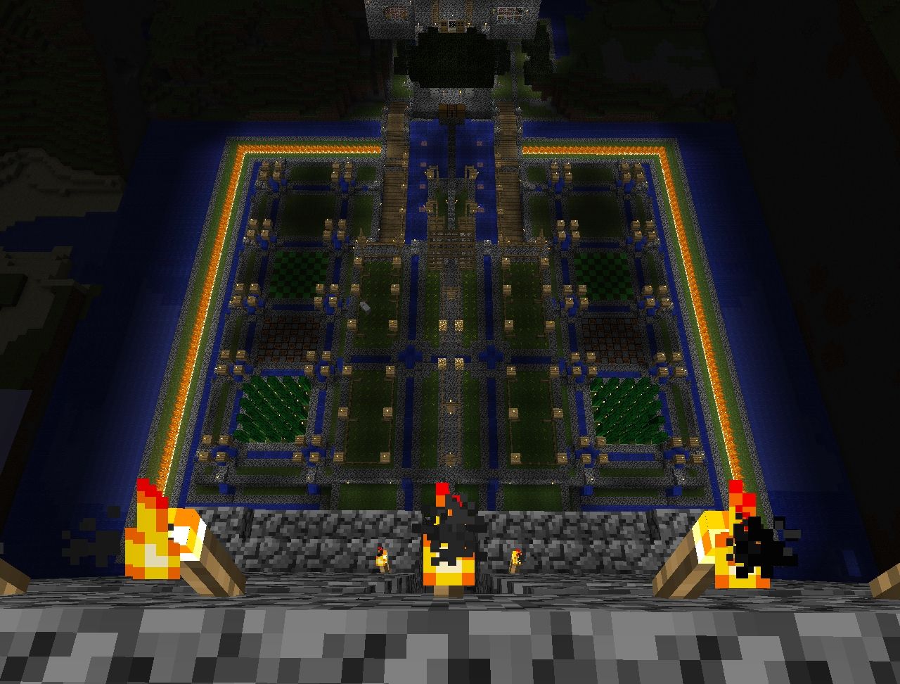 The Courtyard with tower floating house and garden Minecraft Map