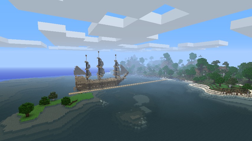 Modern Mansion + ship - now with small beach! Minecraft Map