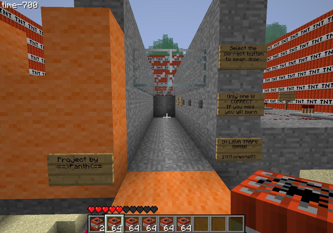 Piston door&lava trap!! Chose correct button or BURN !! Minecraft Map
