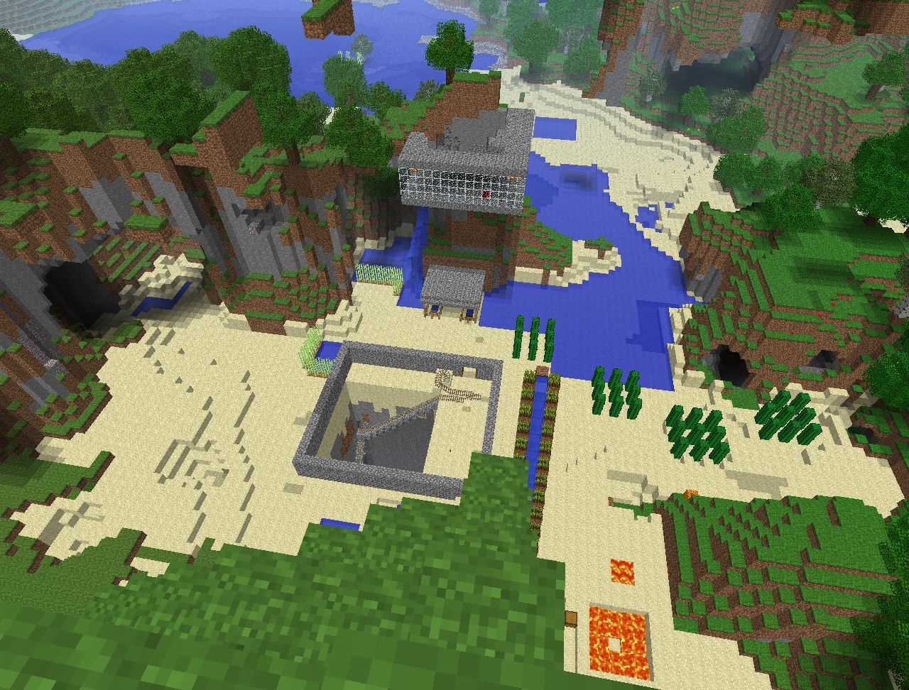 My house, 12x12 Quarry and my 50x50 monster trap Minecraft Map