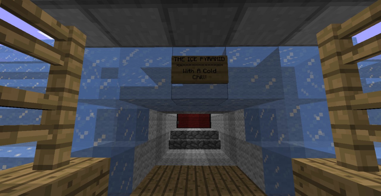 Ice and Wool Pyramid and Walkway Minecraft Map