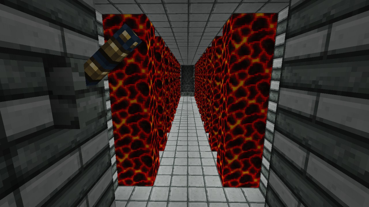 Piston Lava Waterfall Hallway Minecraft Map