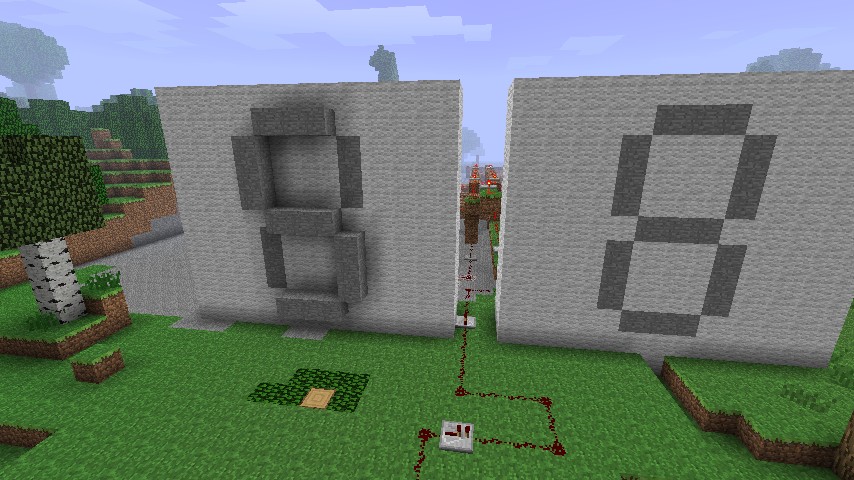 Dual 7 Segment Piston Displays with Decode! Minecraft Map