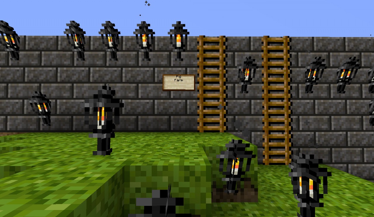 cool Fort with house,mine,pig farm,pistons and more Minecraft Map