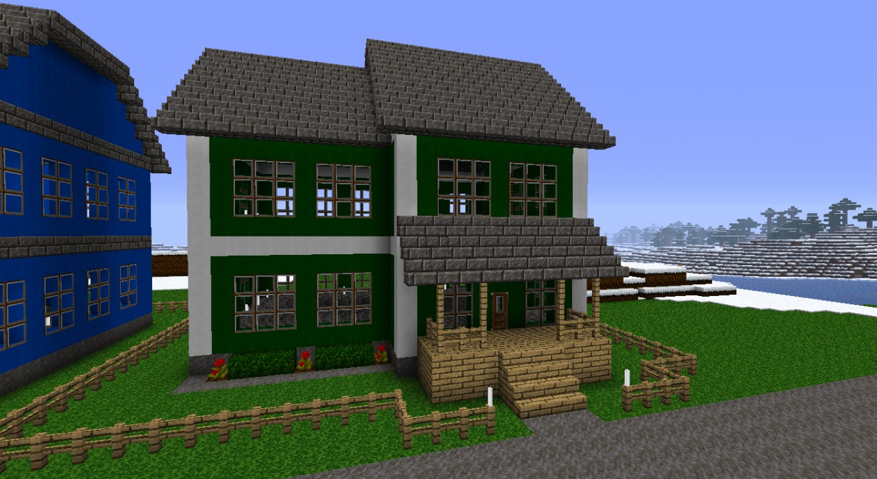 Green modern house Minecraft Map