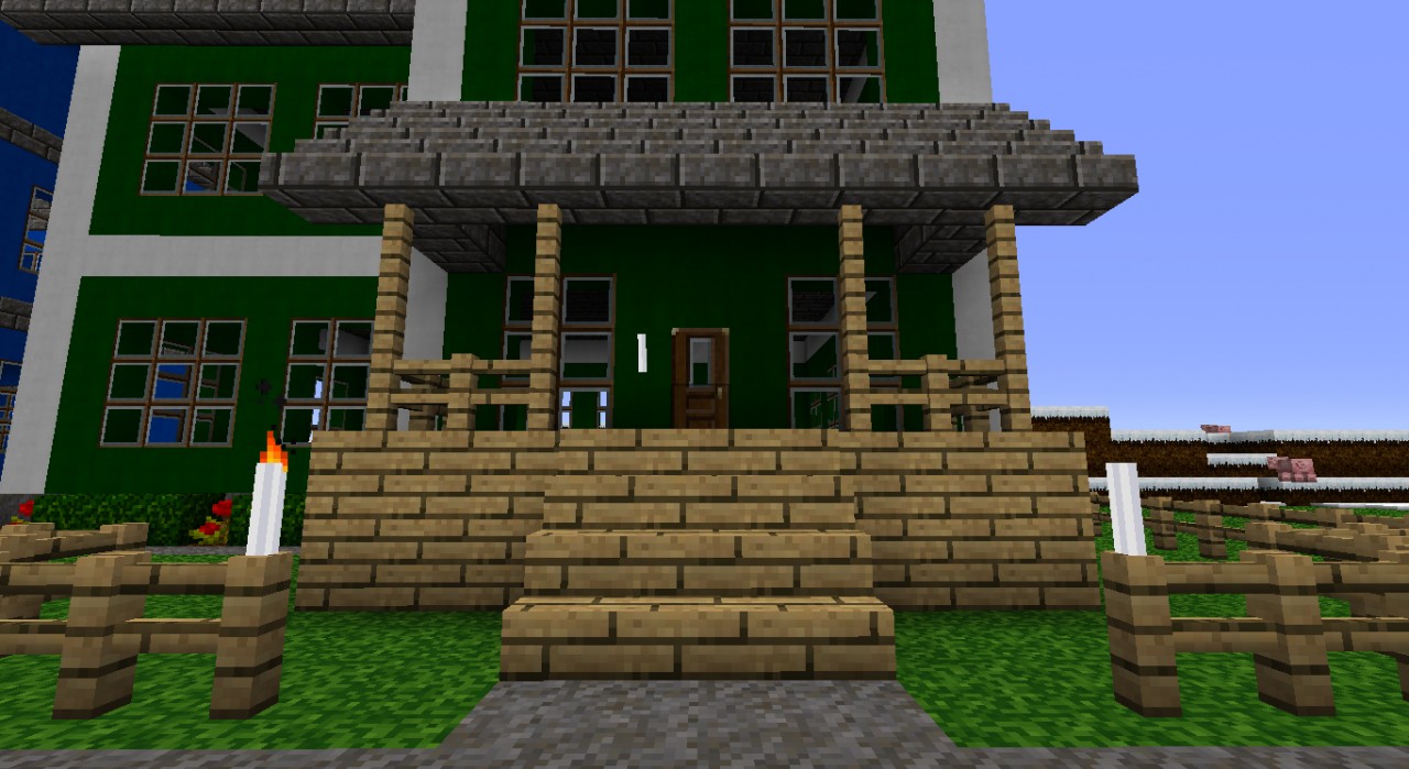 Green modern house Minecraft Map