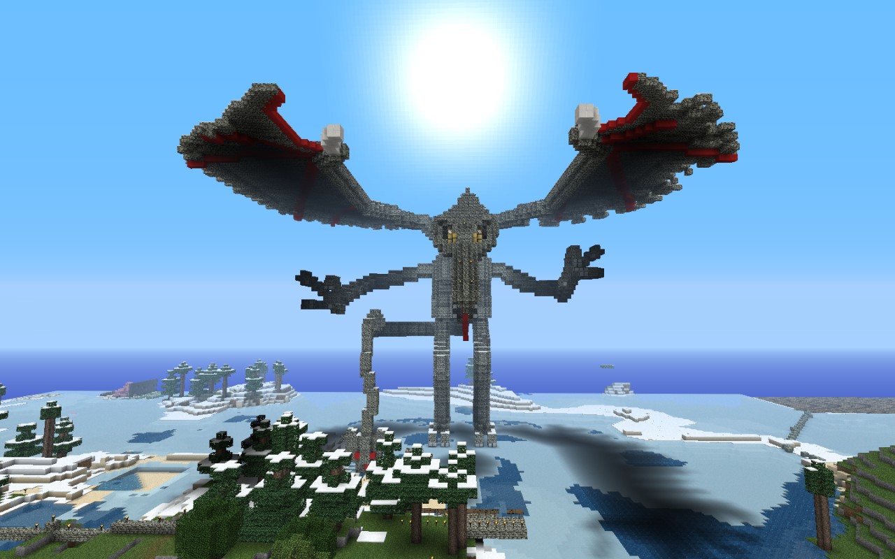 Huge Dragon made of Cobblestone and other Effects! Minecraft Map