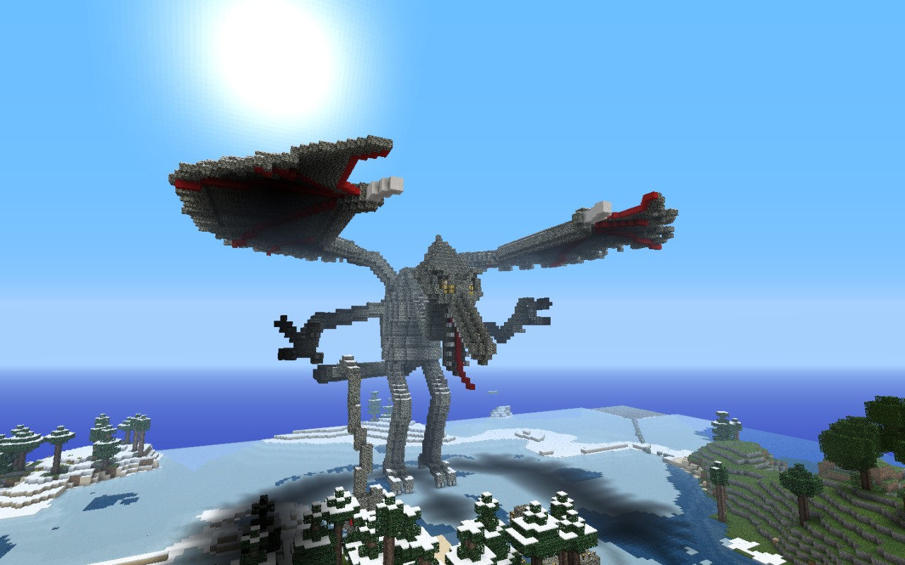 Huge Dragon made of Cobblestone and other Effects! Minecraft Map