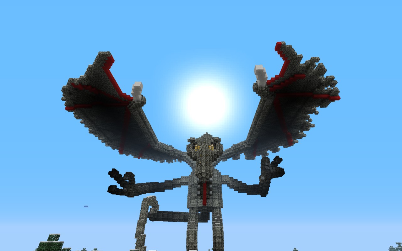 Huge Dragon made of Cobblestone and other Effects! Minecraft Map