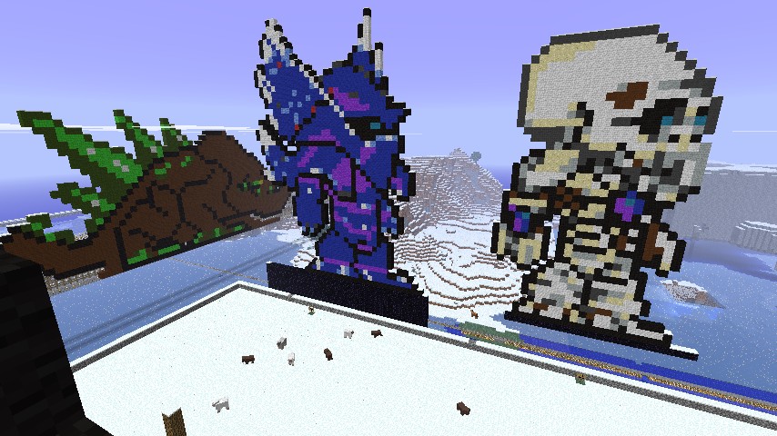 Lots of pixel art Minecraft Map