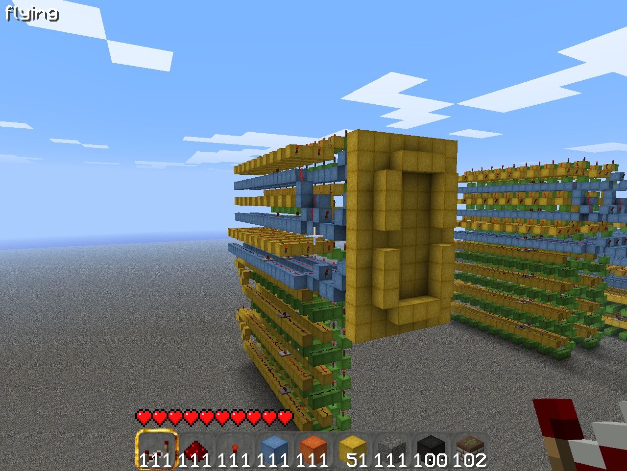 7 Wide Binary to 7seg Decoder with Piston Display Minecraft Map